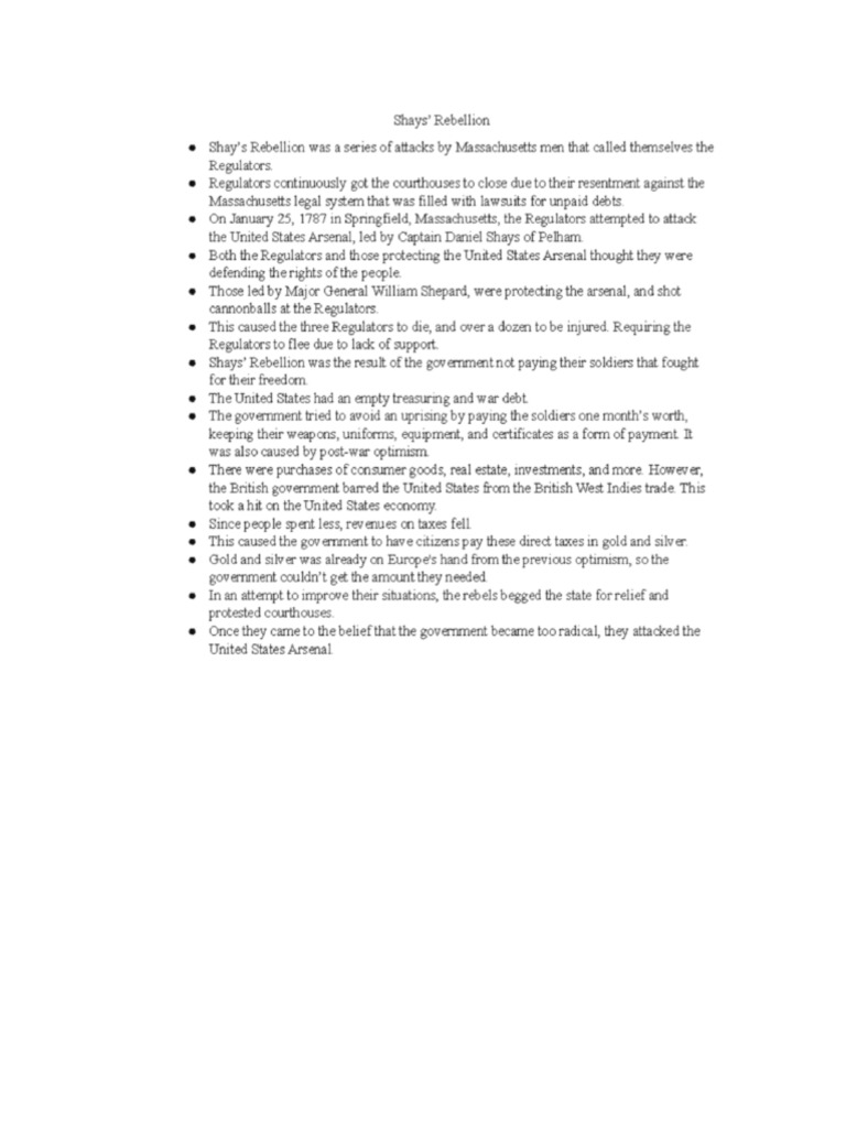 Shays Rebellion | PDF