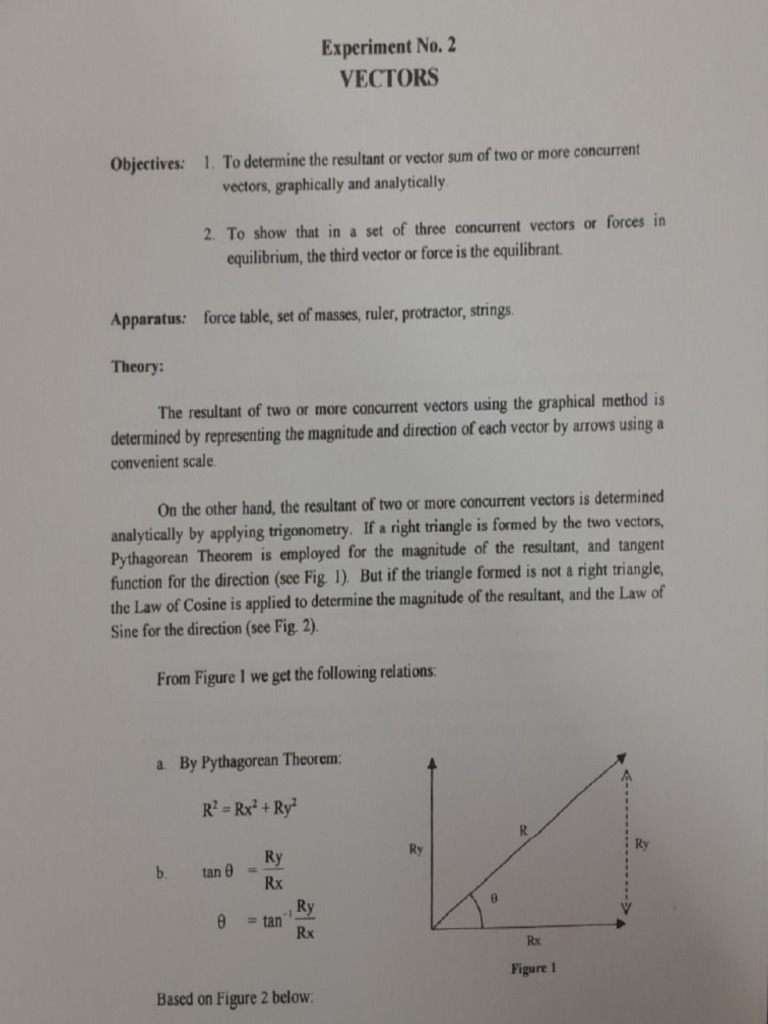 Physics for Engineers Experiment 2_Vector | PDF