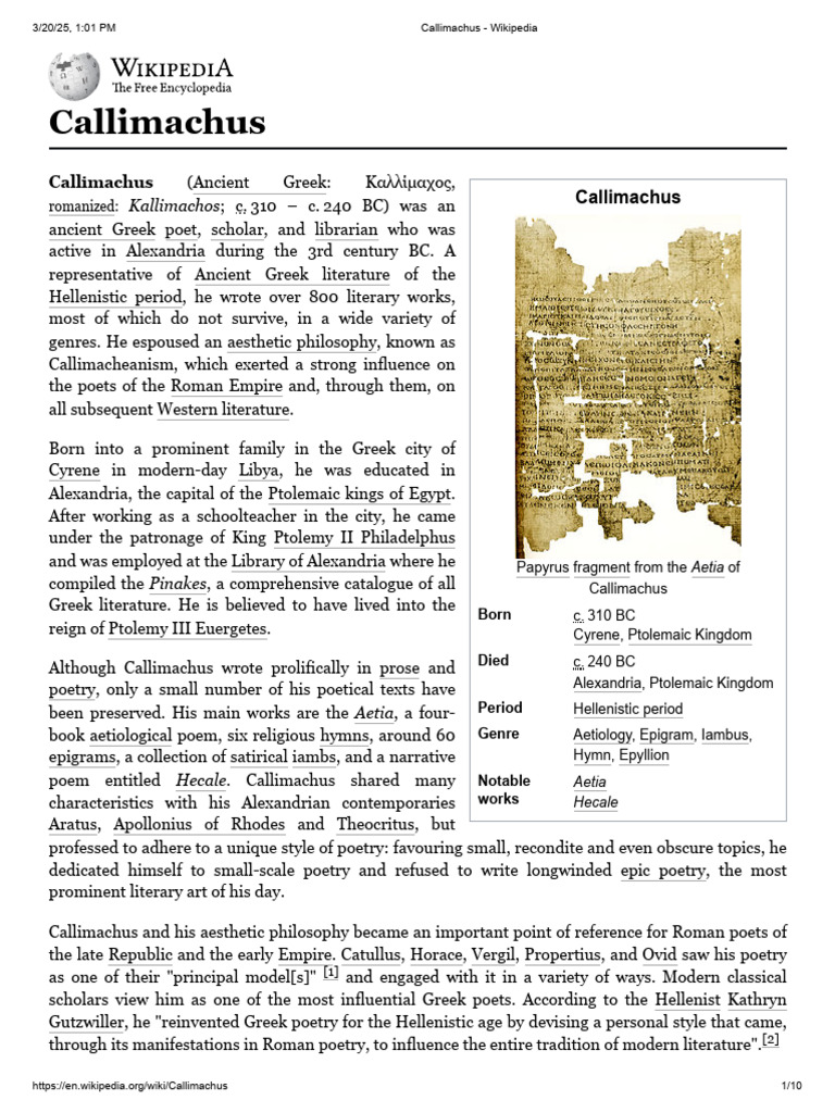 Callimachus | PDF