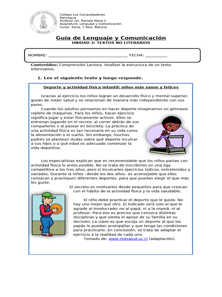 3° y 4° Lenguaje Texto informativo_2019 | PDF | Deportes