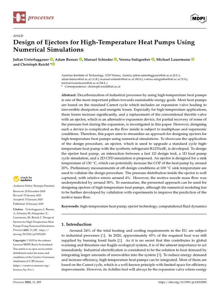 Design of Ejectors For High-Temperature Heat Pumps | PDF | Fluid Dynamics | Heat Pump