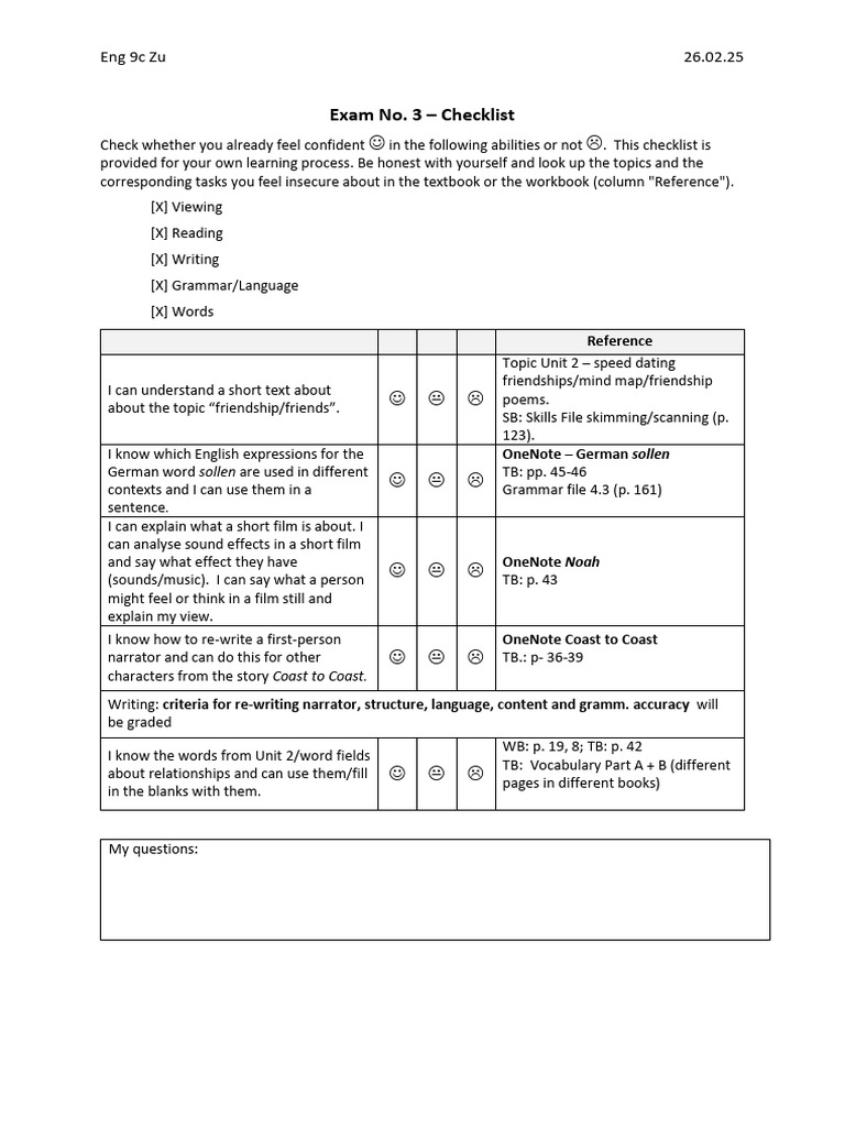Checklist 9c - Ex3 | PDF