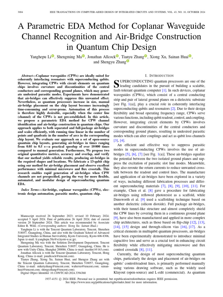 A Parametric EDA Method For Coplanar Waveguide Channel Recognition and Air-Bridge Construction ...