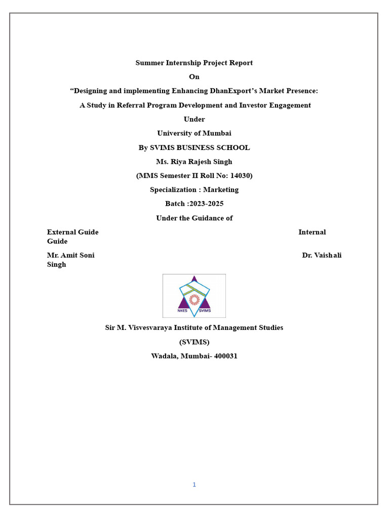 Riya's Sip Project (Autorecovered) | PDF | Investing | Employee Retention