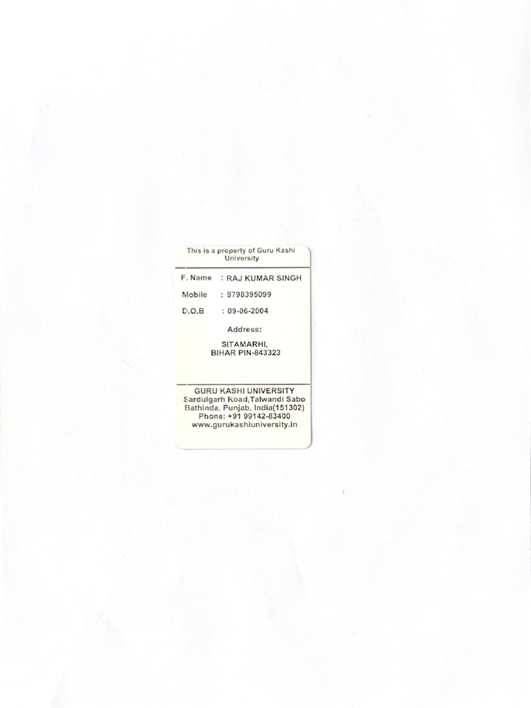 I'd Card Back Side | PDF