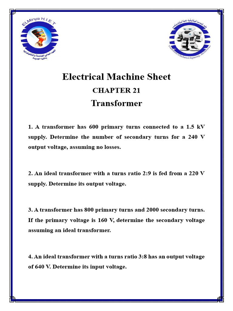 Transformer Calculations and Analysis | PDF | Transformer | Electrical ...