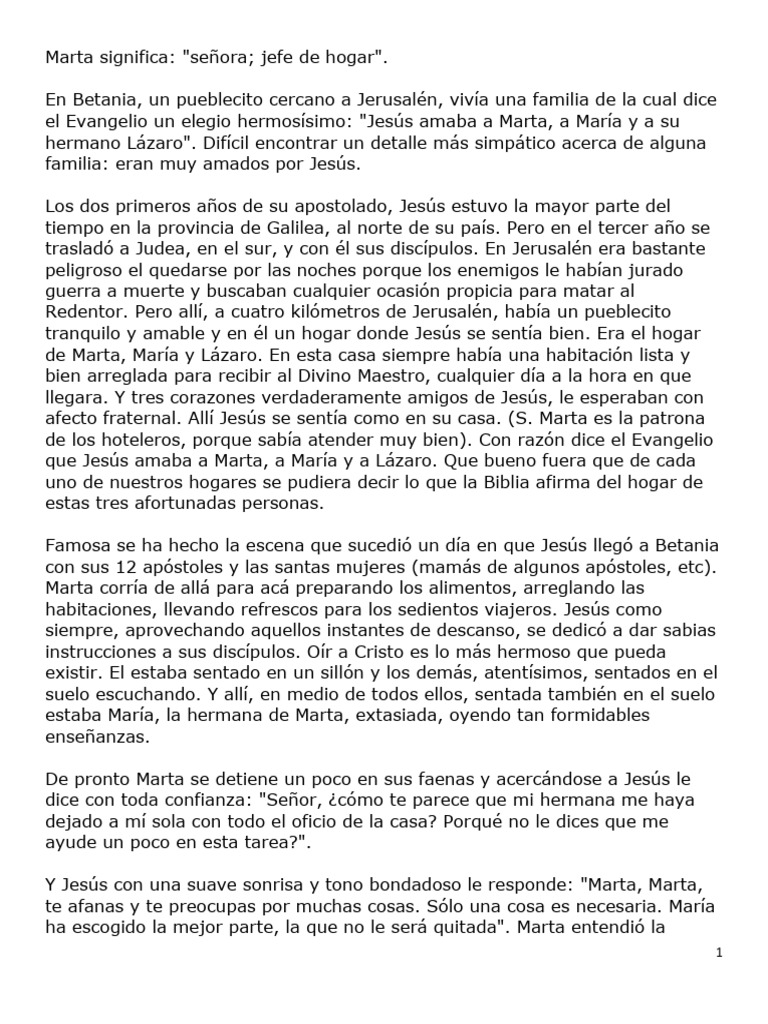 Marta Significa | PDF | Jesús | Creencia religiosa y doctrina