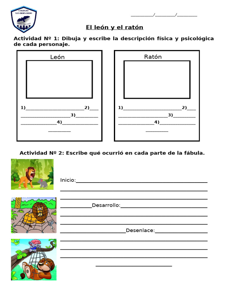 Actividades sobre "El León y el Ratón" | PDF