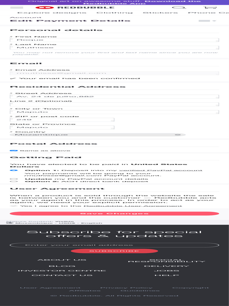 Account Details Redbubble | PDF