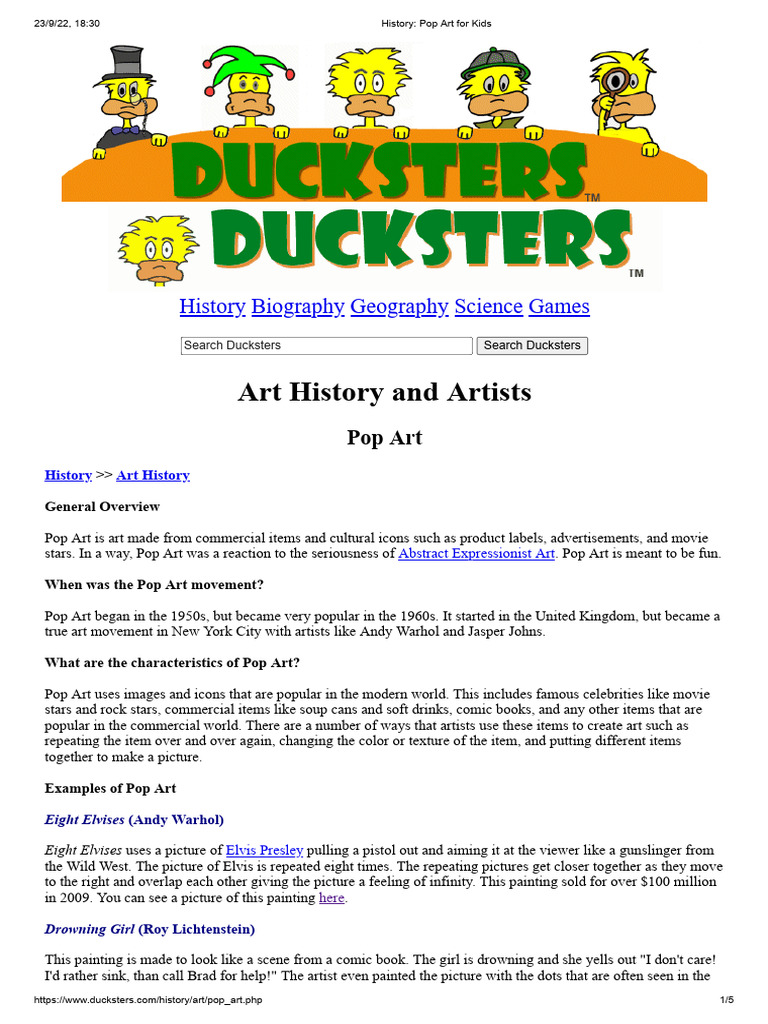 History - Pop Art For Kids | PDF | The Arts | Art Movements