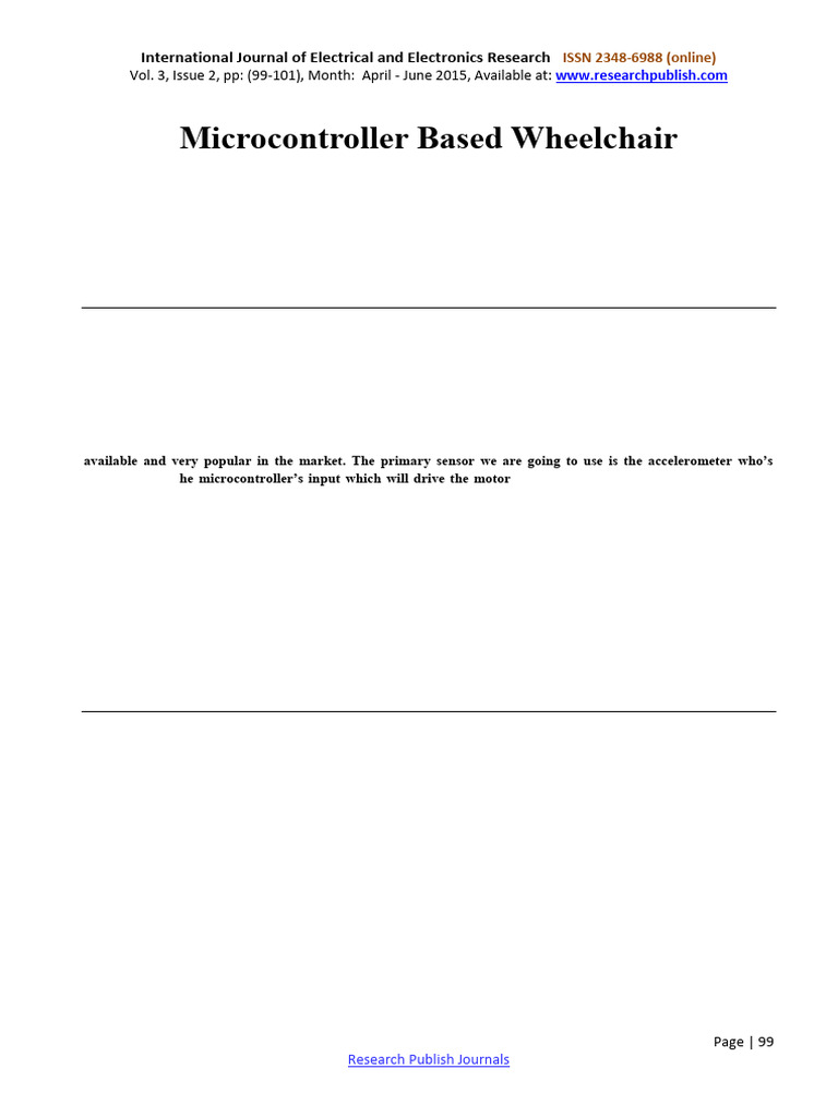 Microcontroller Based Wheelchair-1432 | PDF | Accelerometer | Wheelchair
