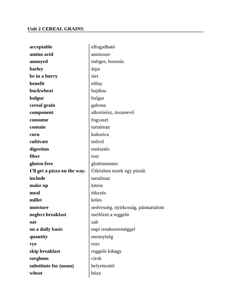 Unit 2 Word List | PDF