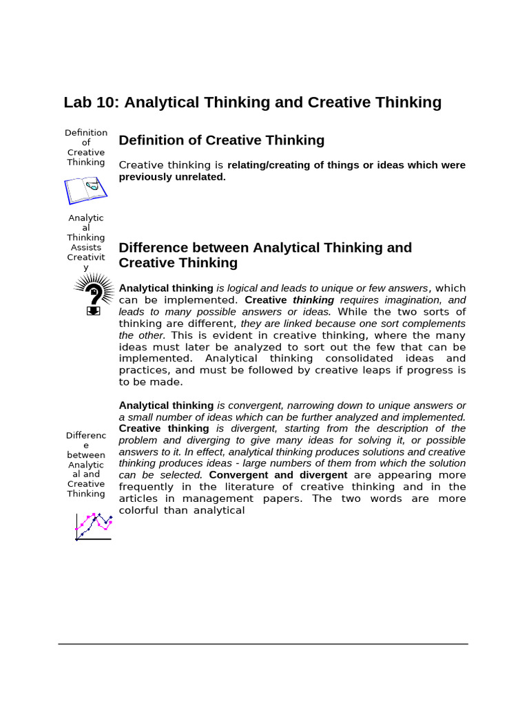 Creative vs Analytical Thinking | PDF | Creativity | Thought