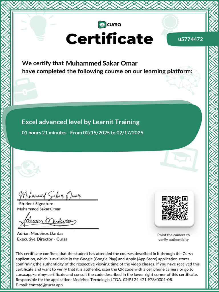 Excel Advanced Certificate | PDF