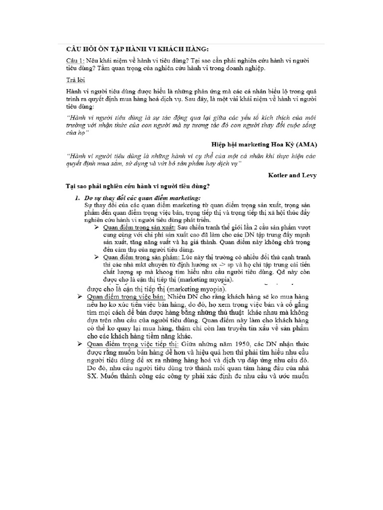 HVKH ôn studucu | PDF