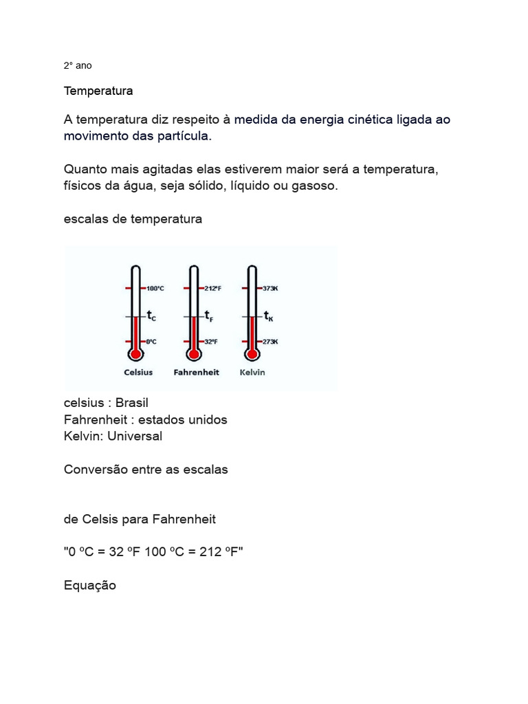 Conversão de Escalas de Temperatura | PDF