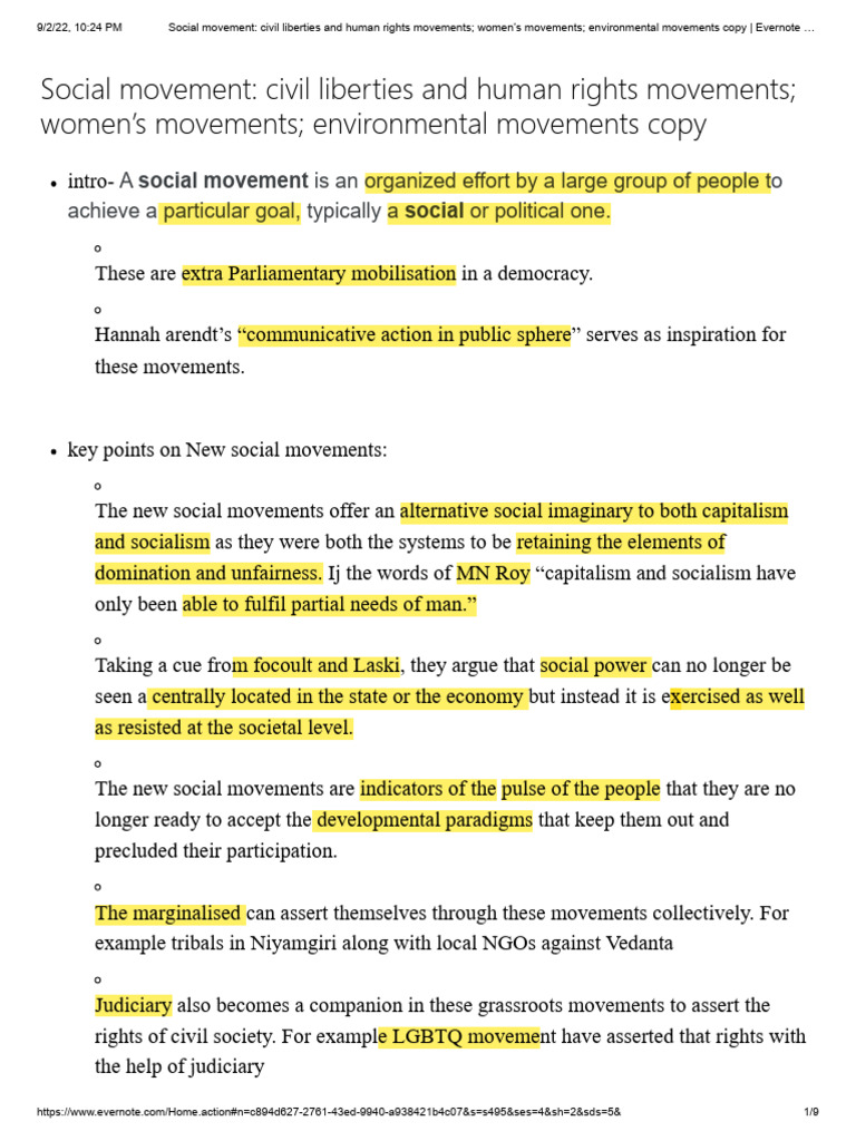 Social Movements: Rights and Environmentalism | PDF | Environmentalism ...