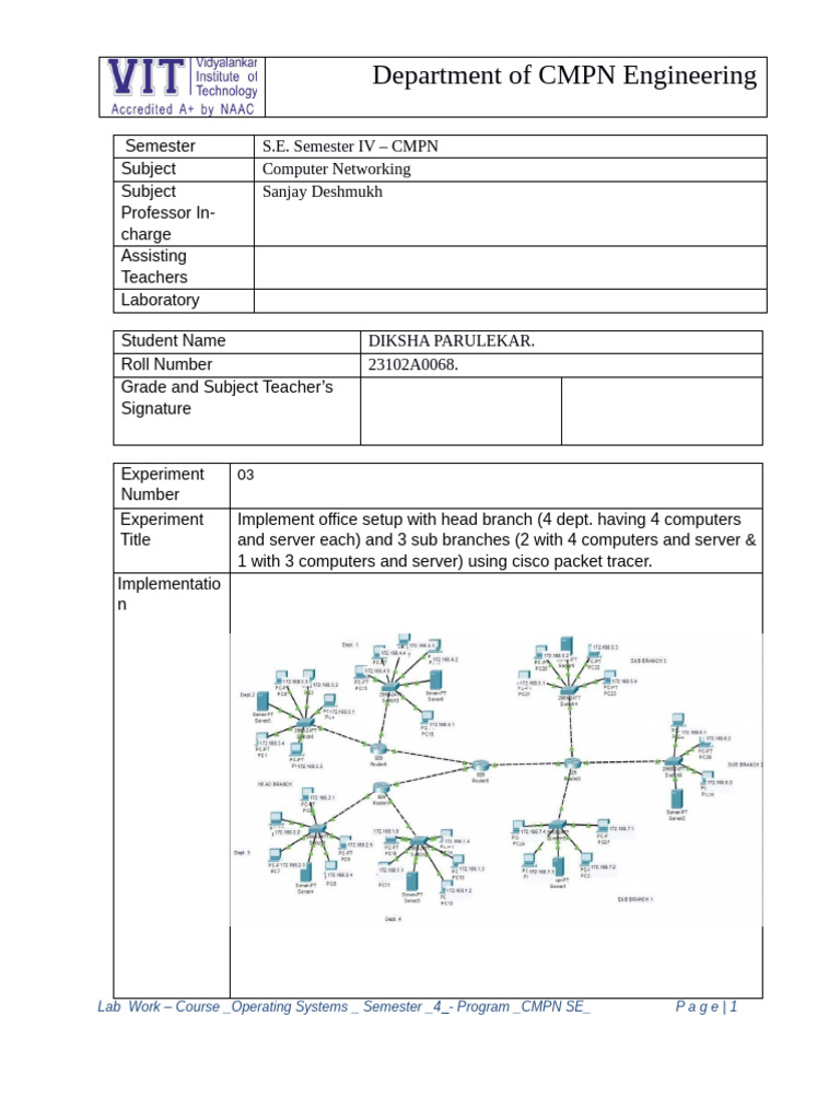 Department of CMPN Engineering: S.E. Semester IV - CMPN Computer Networking Sanjay Deshmukh | PDF