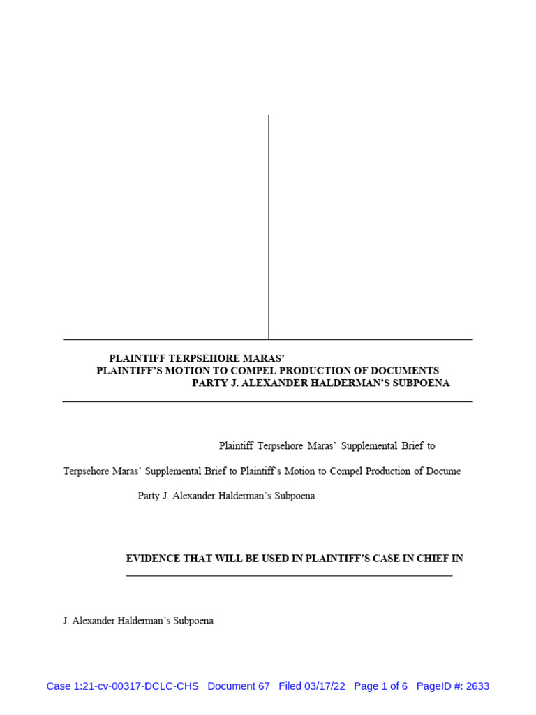 67 Supplemental Brief To Plaintiff's MTC Halderman Report | PDF ...