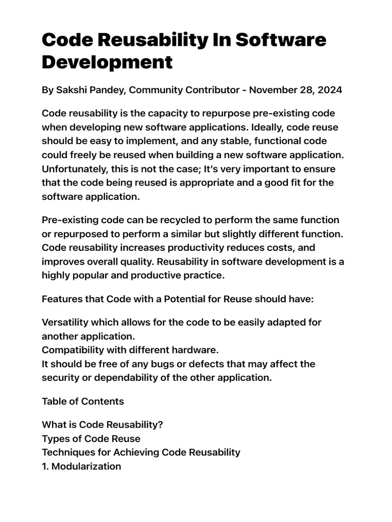 Code Reusability In Software Development BrowserStack | PDF | Class ... Code Reusability In Software Development BrowserStack | PDF | Class ...