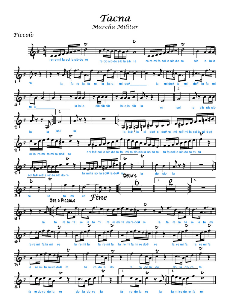 Marcha Militar Tacna - Lira | PDF