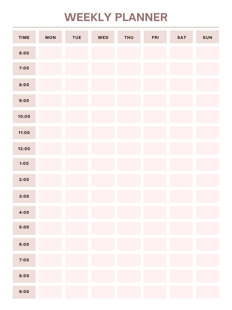 Pink & White Schedule Weekly Planner | PDF