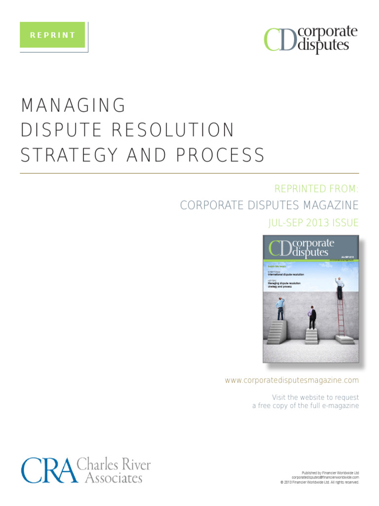 Managing Dispute Resolution Strategy and Process | PDF | Mediation | Arbitration