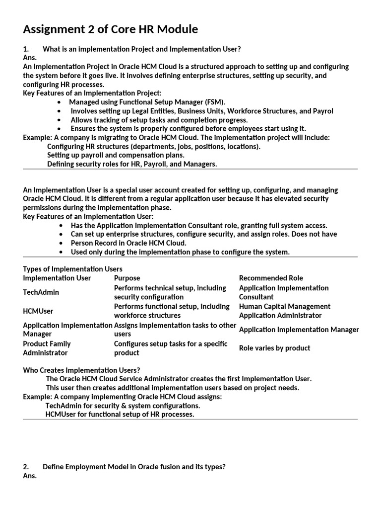 Assignment 2 Core HR | PDF | Human Resource Management | Employment
