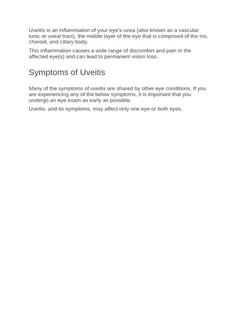 Uveitis is an Inflammation of Your Eye | PDF
