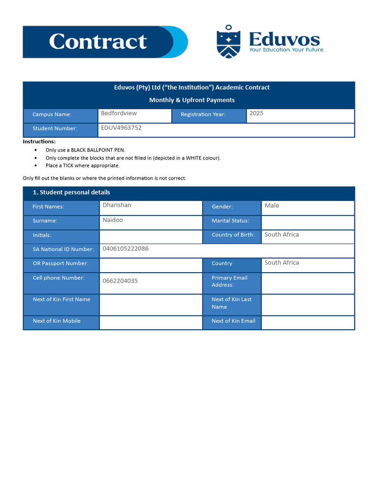 Eduvos 2025 Academic Registration Details | PDF | Guarantee | Legal ...