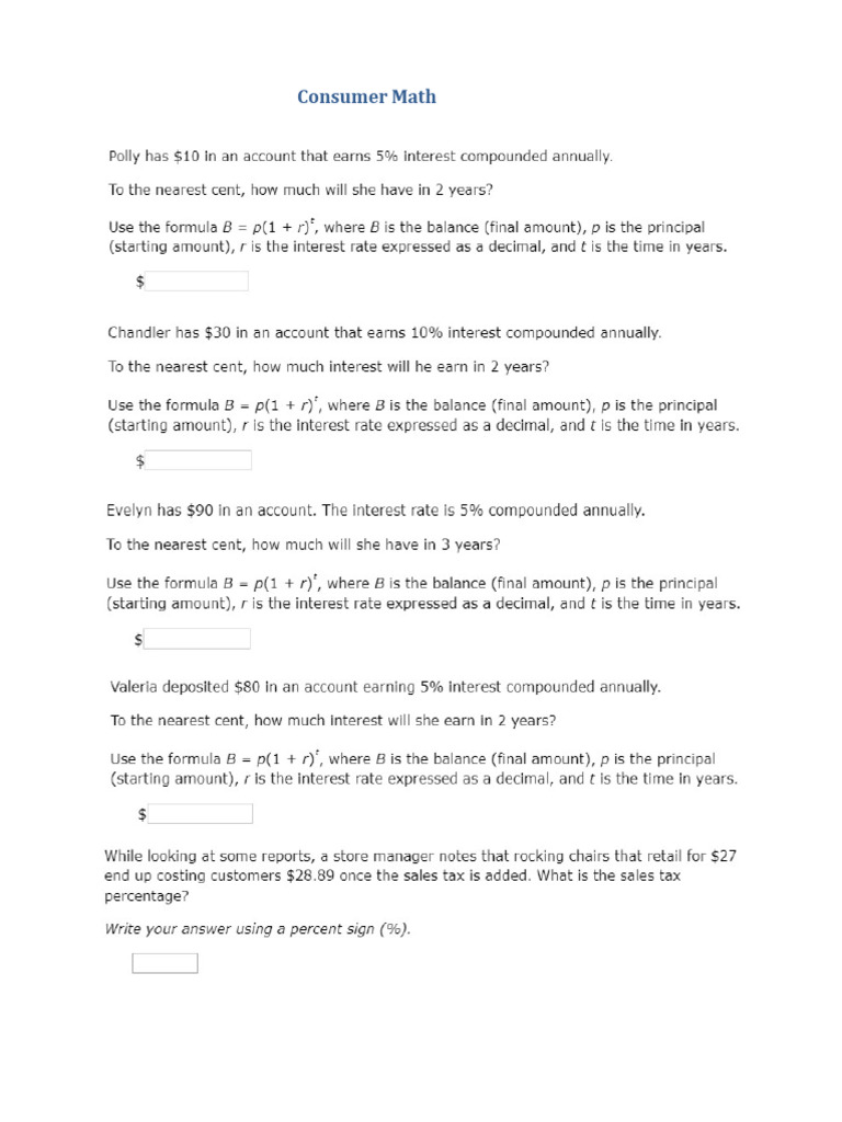 Consumer Math-1 | PDF