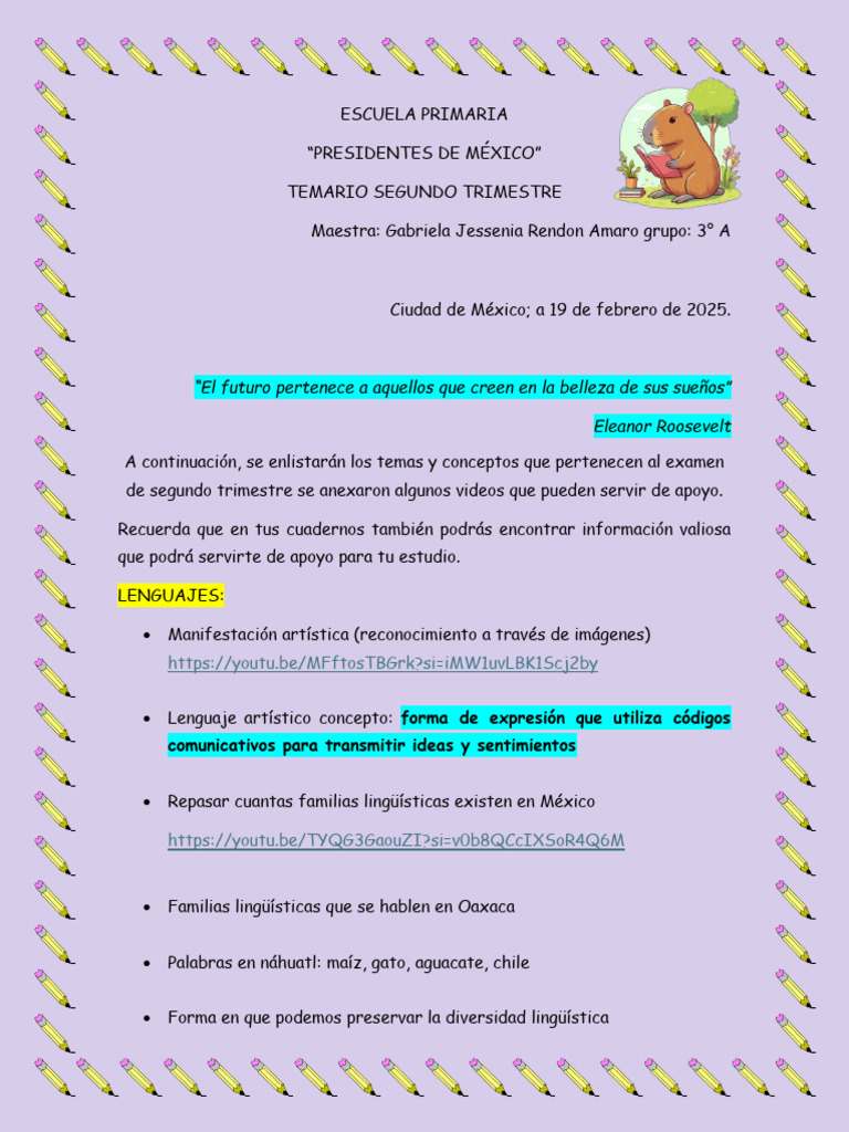 Temario Segundo Trimestre 3° A | PDF | México | Comunicación humana