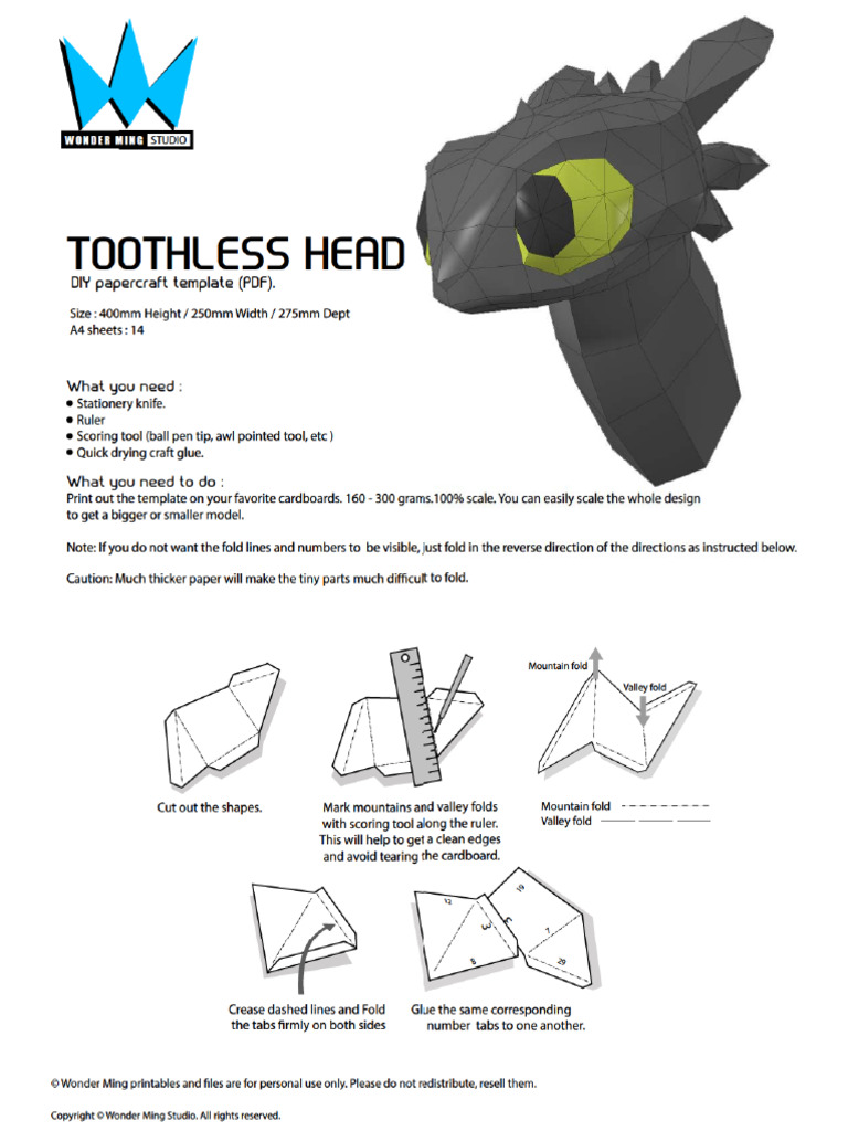 Chimuelo Trofeo Toothless Head Instruction | PDF