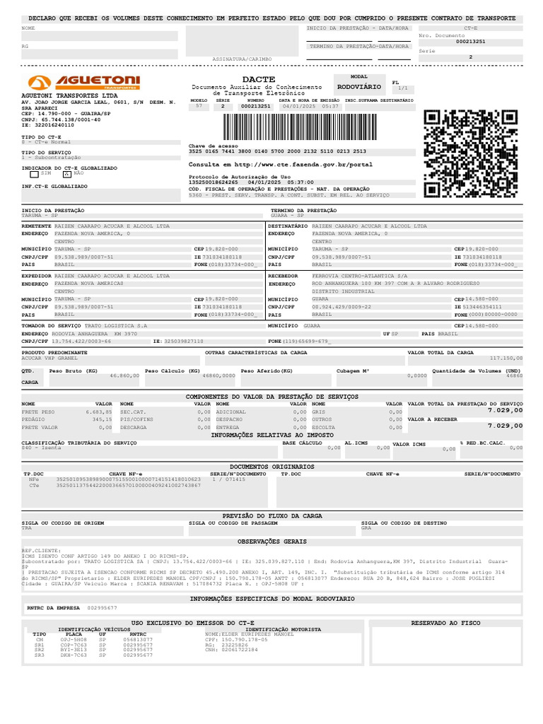 Declaração de Transporte Rodoviário | PDF | Economias