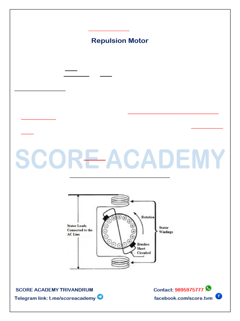 Repulsion Motor - QUICK NOTE-1 | PDF | Electric Motor | Electrical ...
