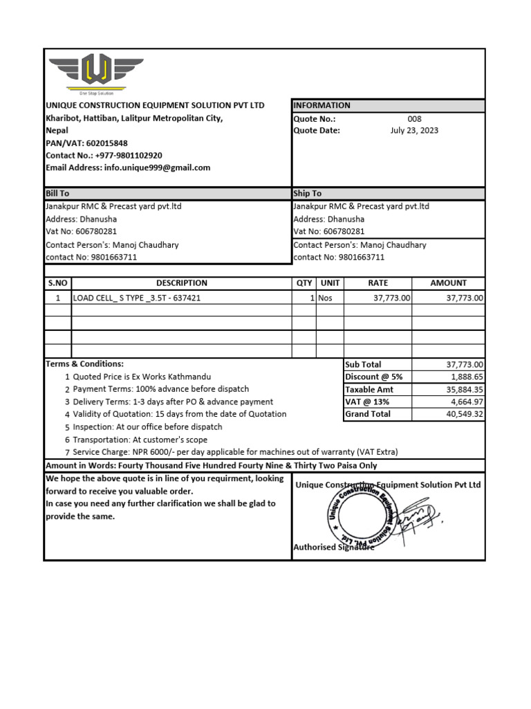 008 - Janakpur RMC & Precast Yard | PDF