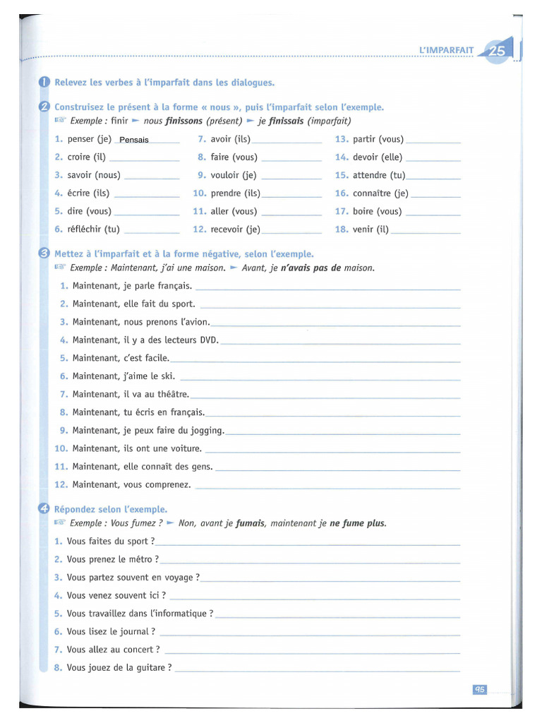 Exercices Imparfait | PDF