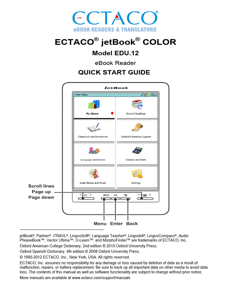 Ectaco Jetbook Color Guide | PDF | Computer File | Menu (Computing)