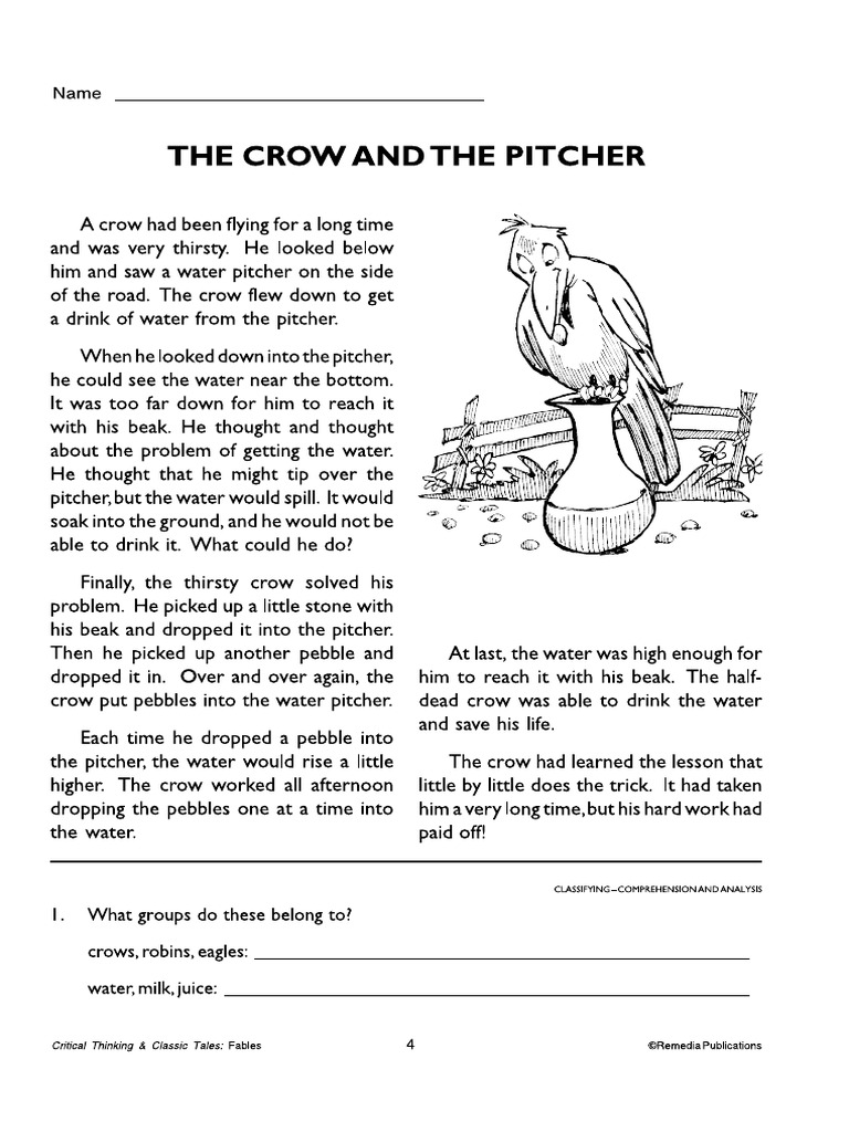 Crow Fable Worksheet | PDF