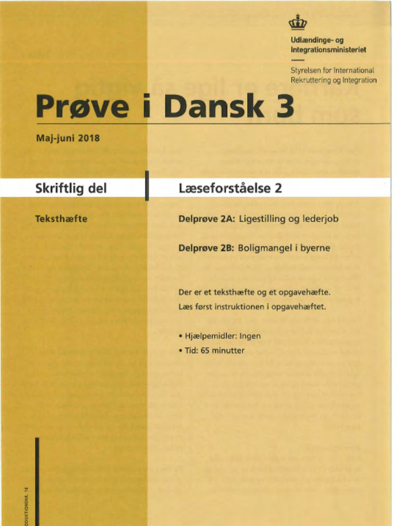 PD3 Maj-Juni 2018 Læseforståelse 2 Teksthæfte | PDF