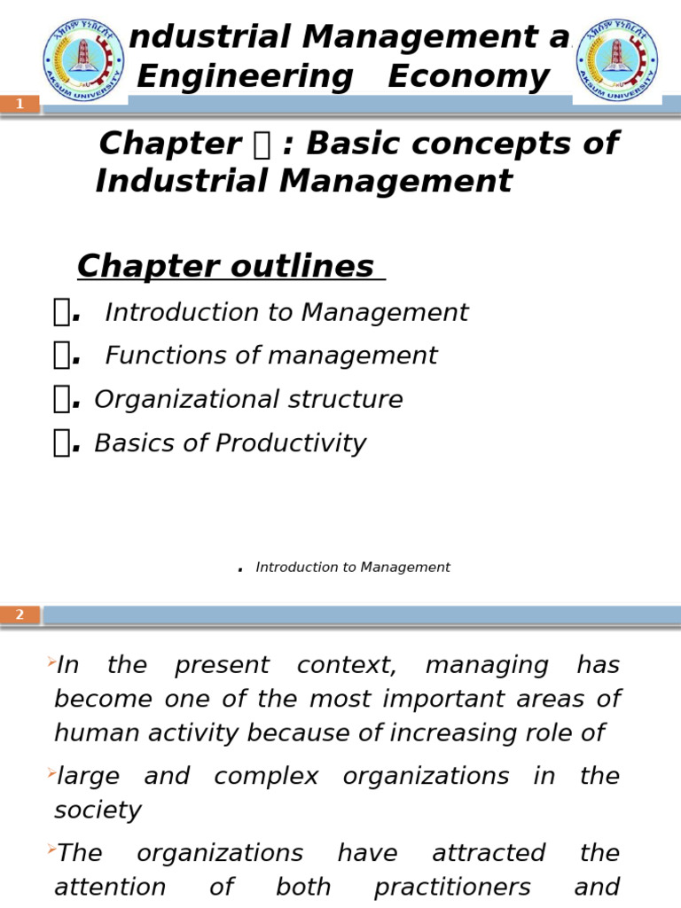IM & EE CH 1 Basics of Management Concepts | PDF | Organizational Structure | Science