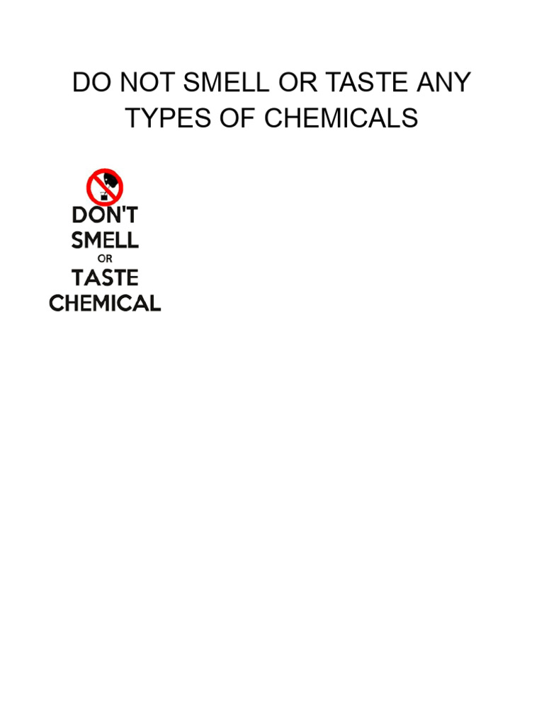 Do Not Taste or Test Any Chemicals! | PDF