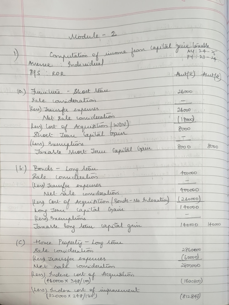 Capital Gains - Module 2 Notes | PDF