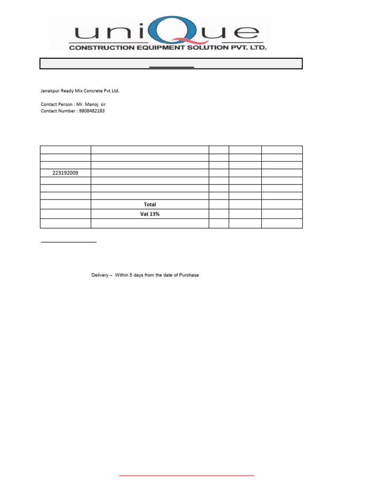 Quotation for Putzmeister Spare Parts | PDF