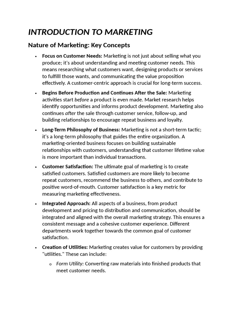 Introduction to Marketing Concepts | PDF | Marketing | Brand