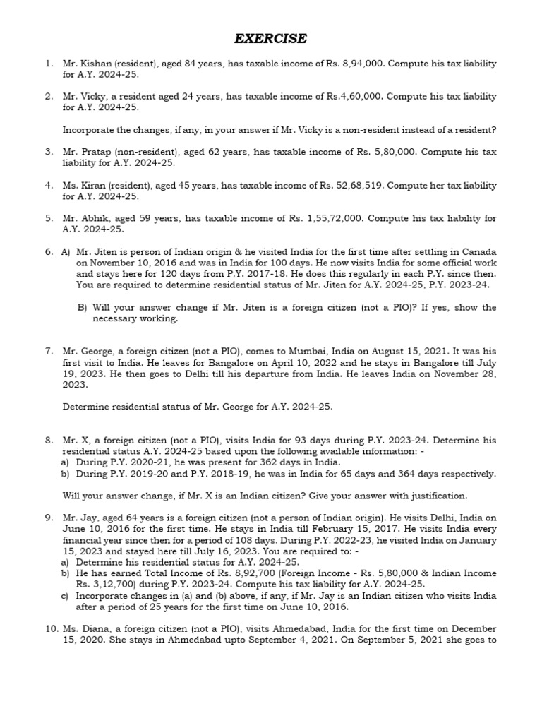 Tax Incidence & Tax Liability - Exercise - 240704 - 005206 | PDF ...