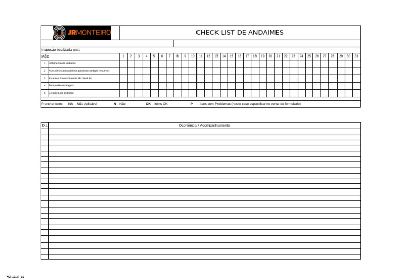 Checklist de Andaime Cmoc | PDF