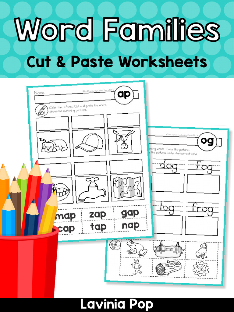 Cut and Paste Worksheets Word Families | PDF