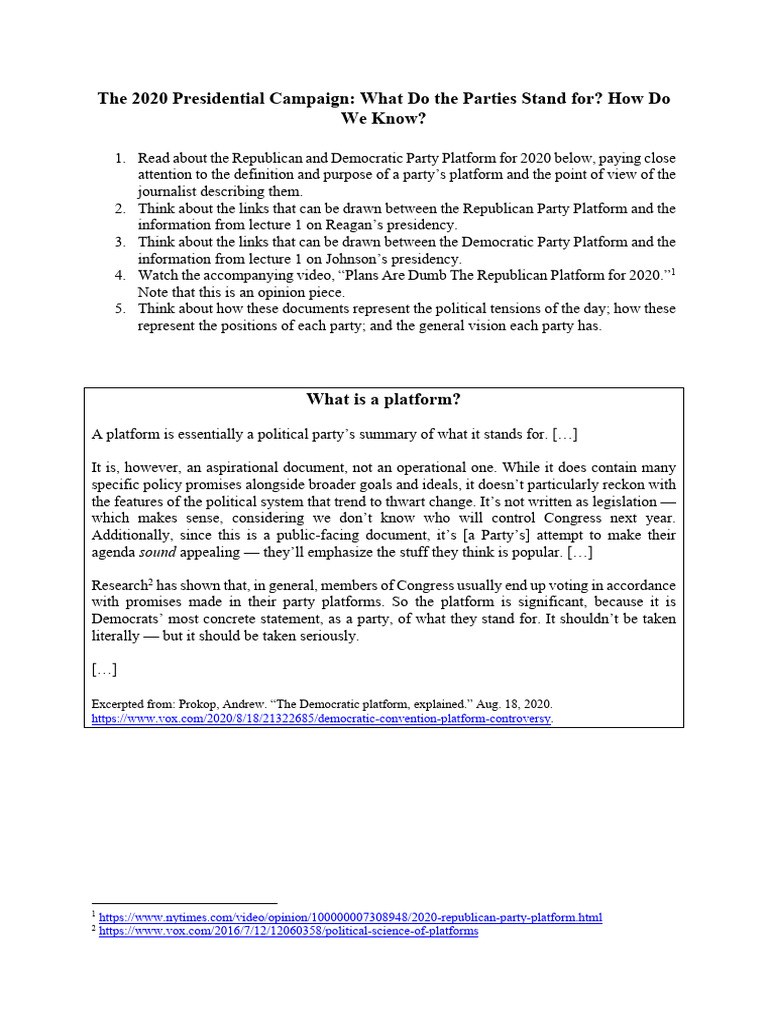 2020 U.S. Presidential Party Platforms | PDF | Democratic Party (United ...