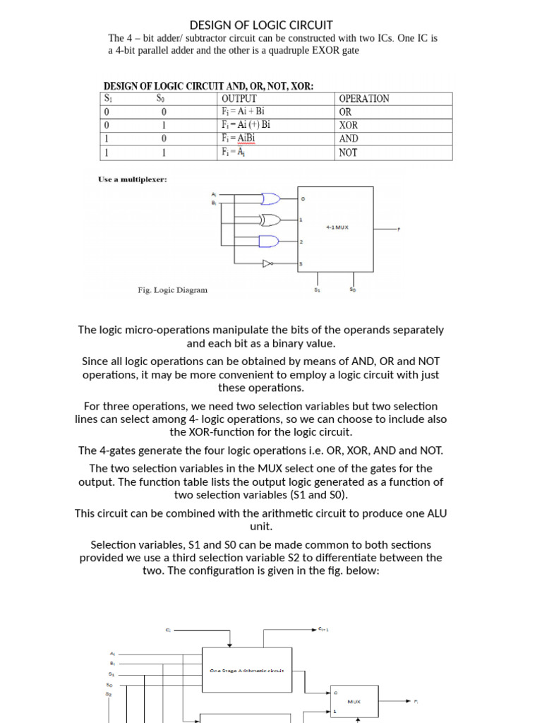 4-Bit Adder/Subtractor Logic Design | PDF | Logic Gate | Central ...
